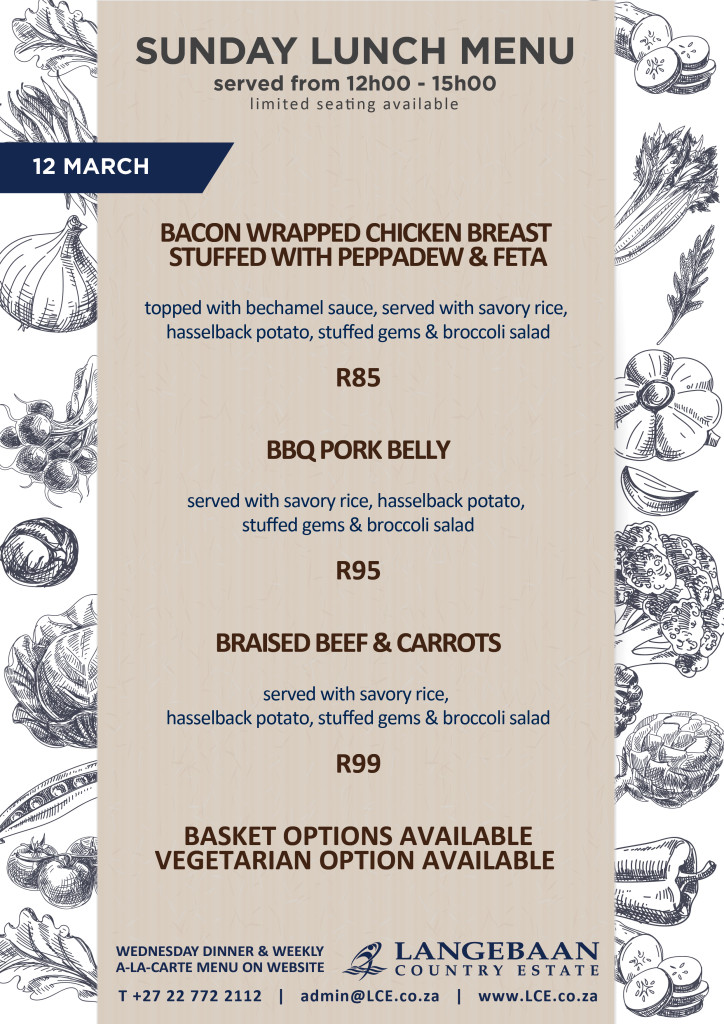 LCE Sunday Lunch - Langebaan Country Estate